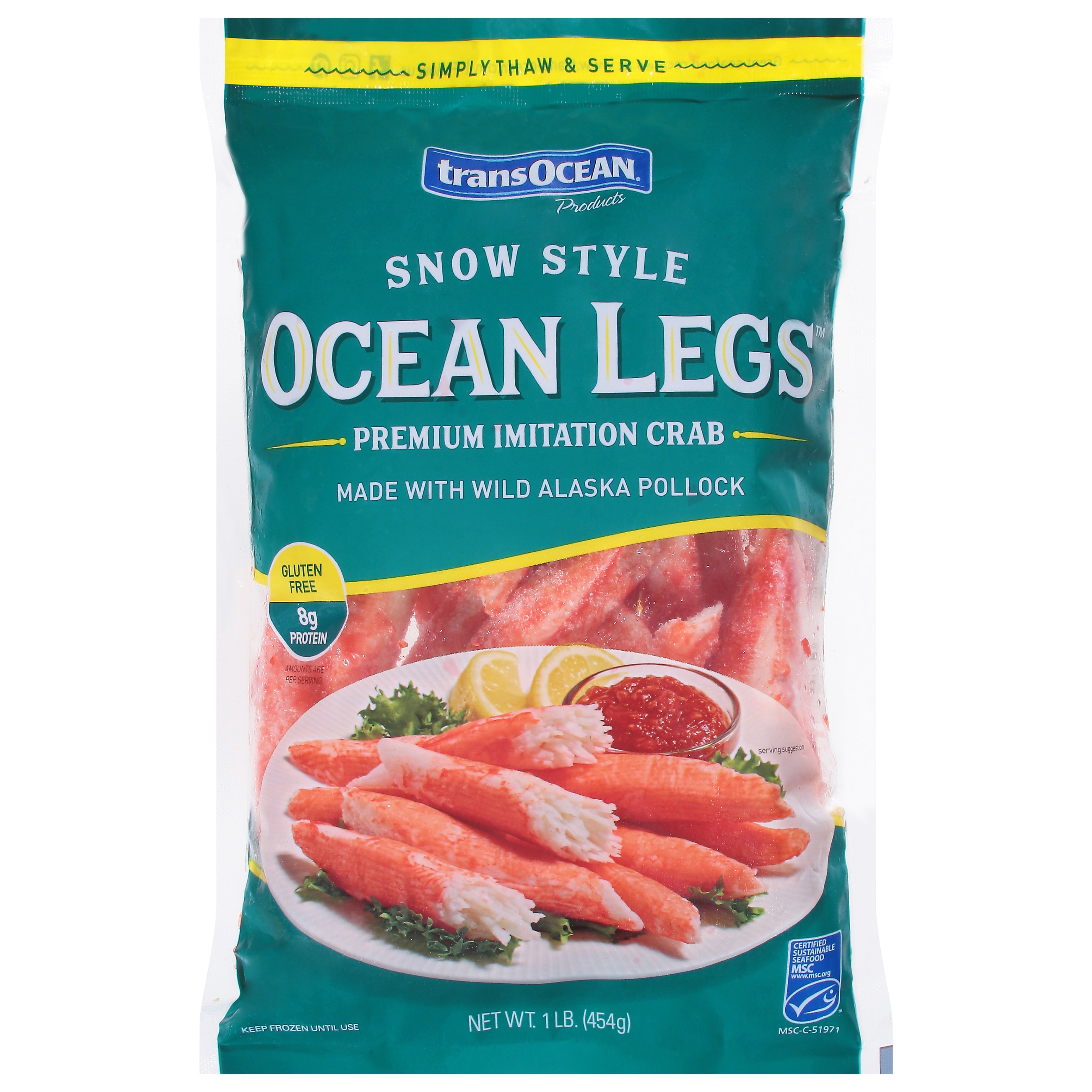 TransOcean Ocean Legs Snow Style Imitation Crab 1 lb – Champagne's Marche