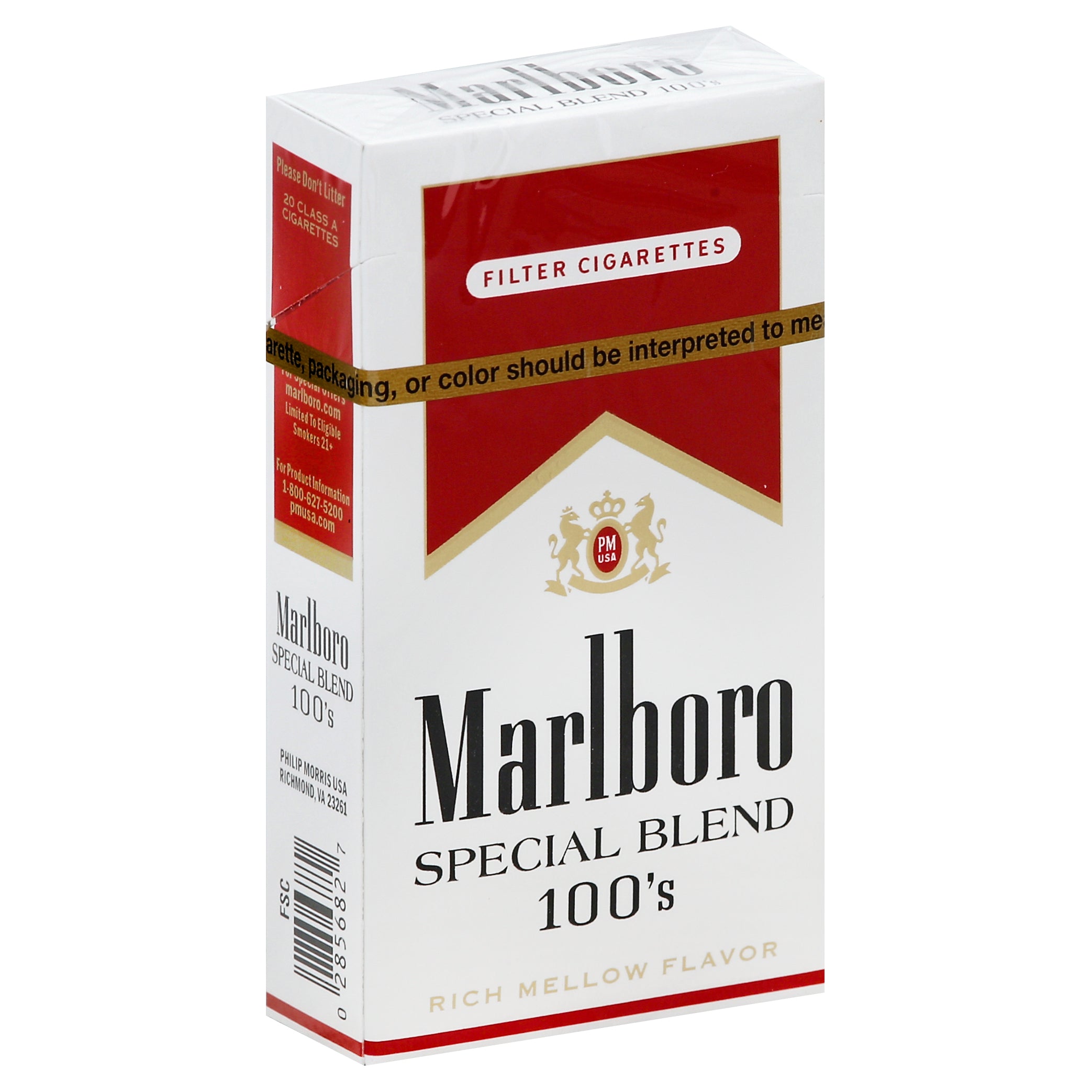 Marlboro Cigarettes 20 ea - SPECIAL BLEND 100's RICH MELLOW FLAVOR ...