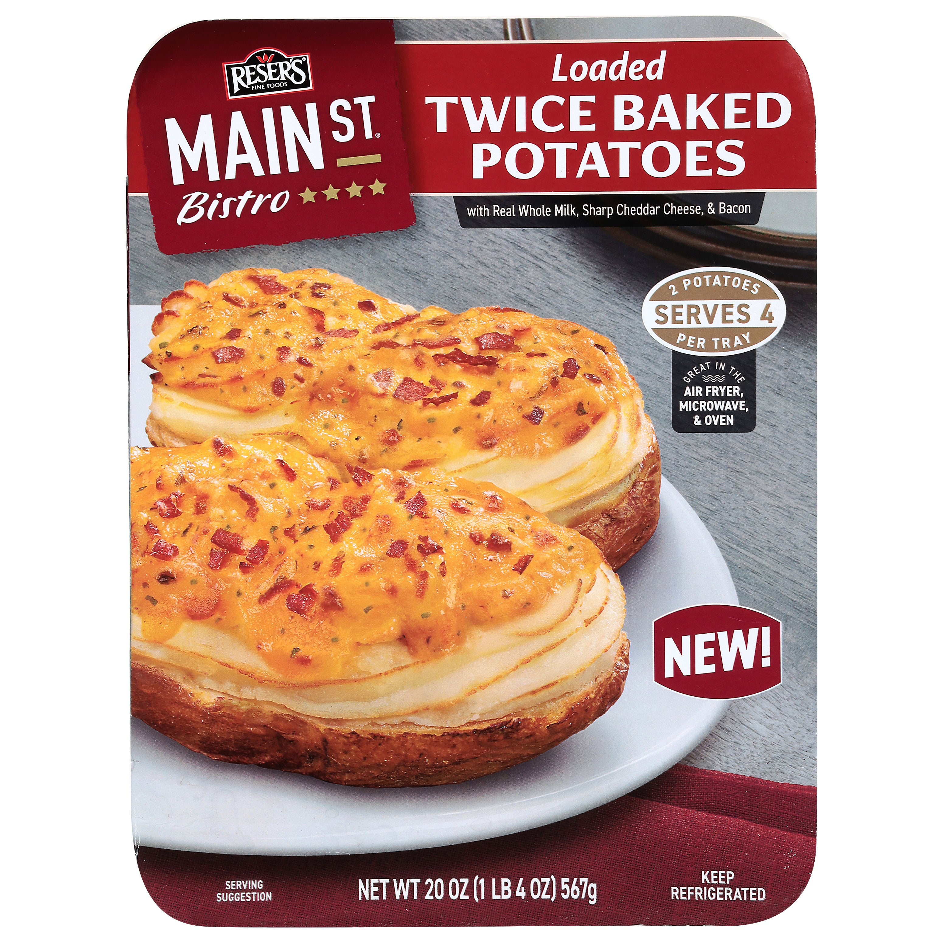 Main St Bistro Loaded Twice Baked Potatoes with Real Whole Milk & Shar ...